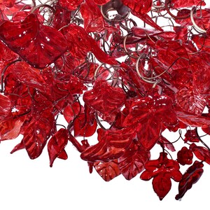 Ceiling Light Fixture - Red Hanging Chandeliers With Flowers and Leaves ...