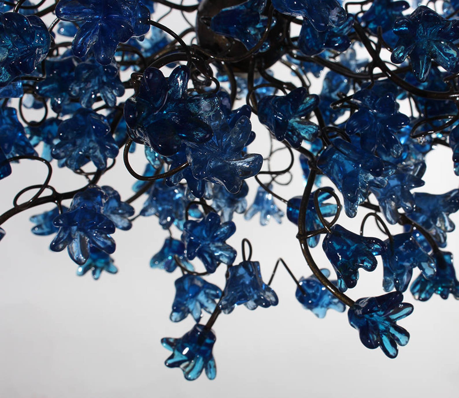 Blue Pendant Light With Flowers for Hall or Bathroom or as a - Etsy