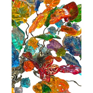 Flush Mount Ceiling Light With Rainbow Color Flowers and Leaves ...