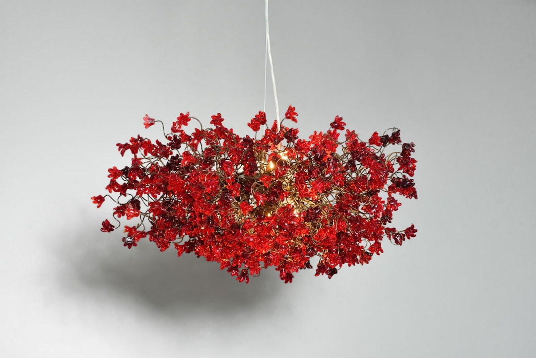 Red Light Fixture, Modern Hanging Chandeliers for Dining Room, Living ...