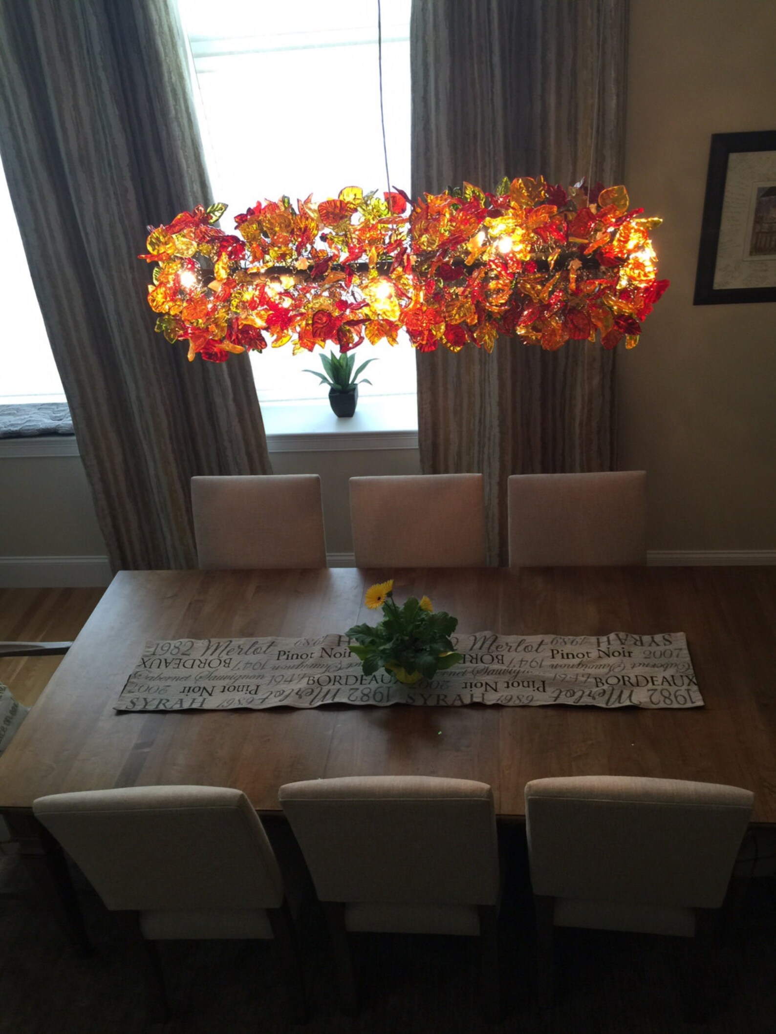 Ceiling Light Fixture With Warm Color Flower & Leaves Hanging - Etsy