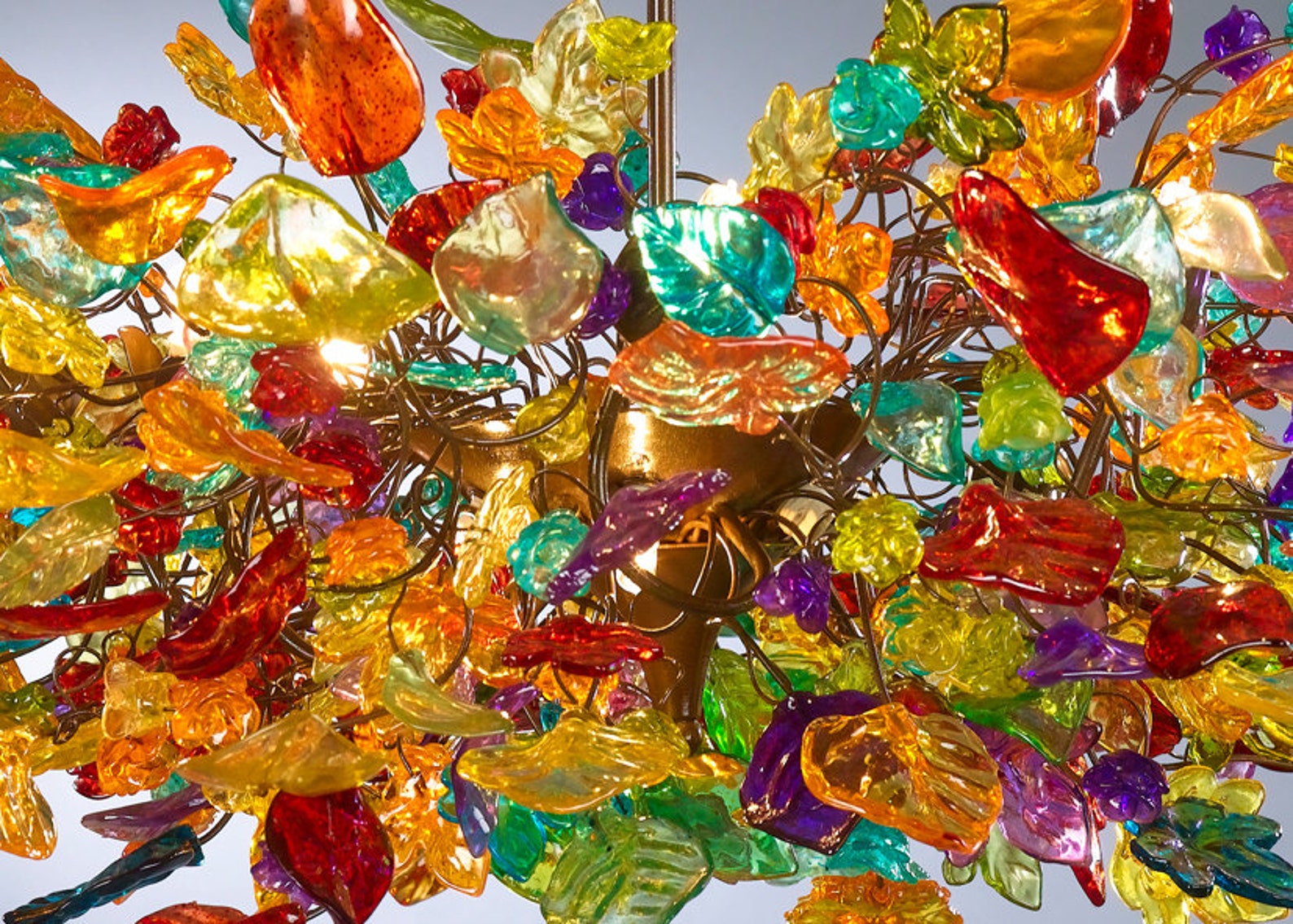 Lighting Colorful Flowers and Leaves Hanging Chandeliers for Dining ...