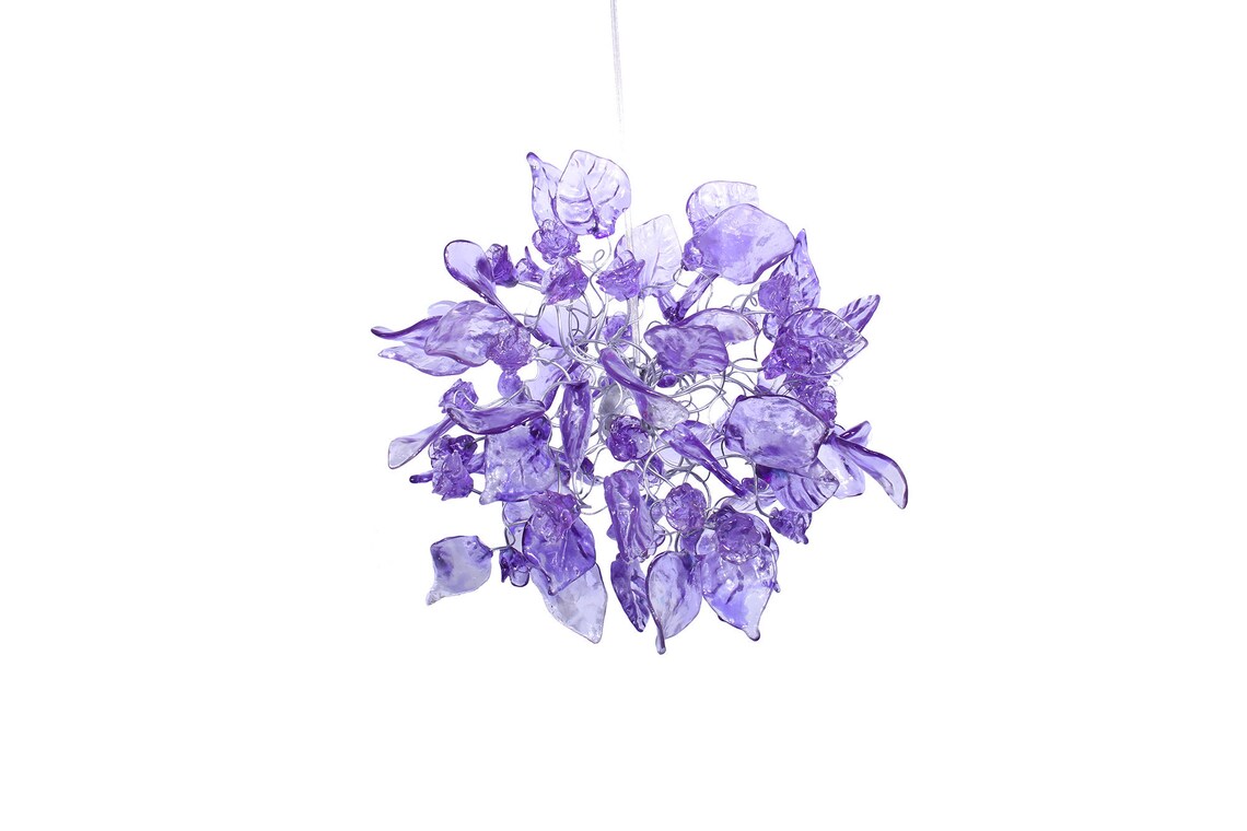 Purple Pendant Lighting With Flowers and Leaves a Unique - Etsy