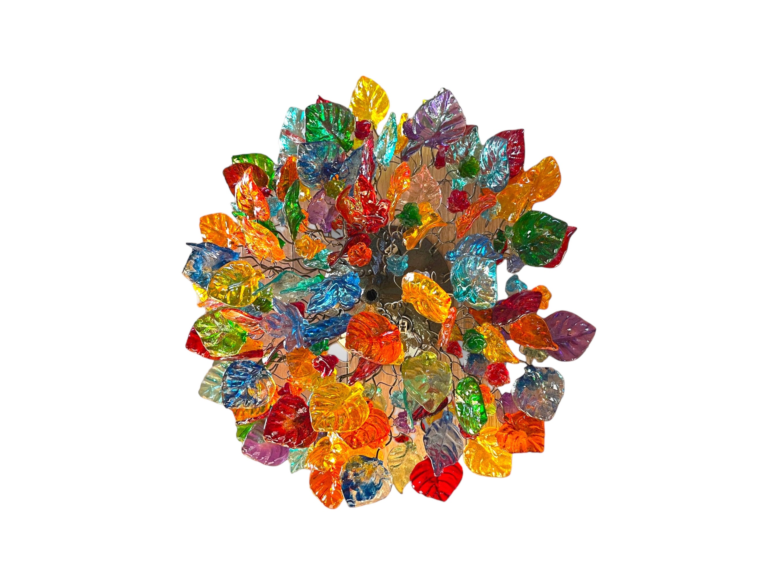 Flush Mount Ceiling Light With Rainbow Color Flowers and Leaves ...