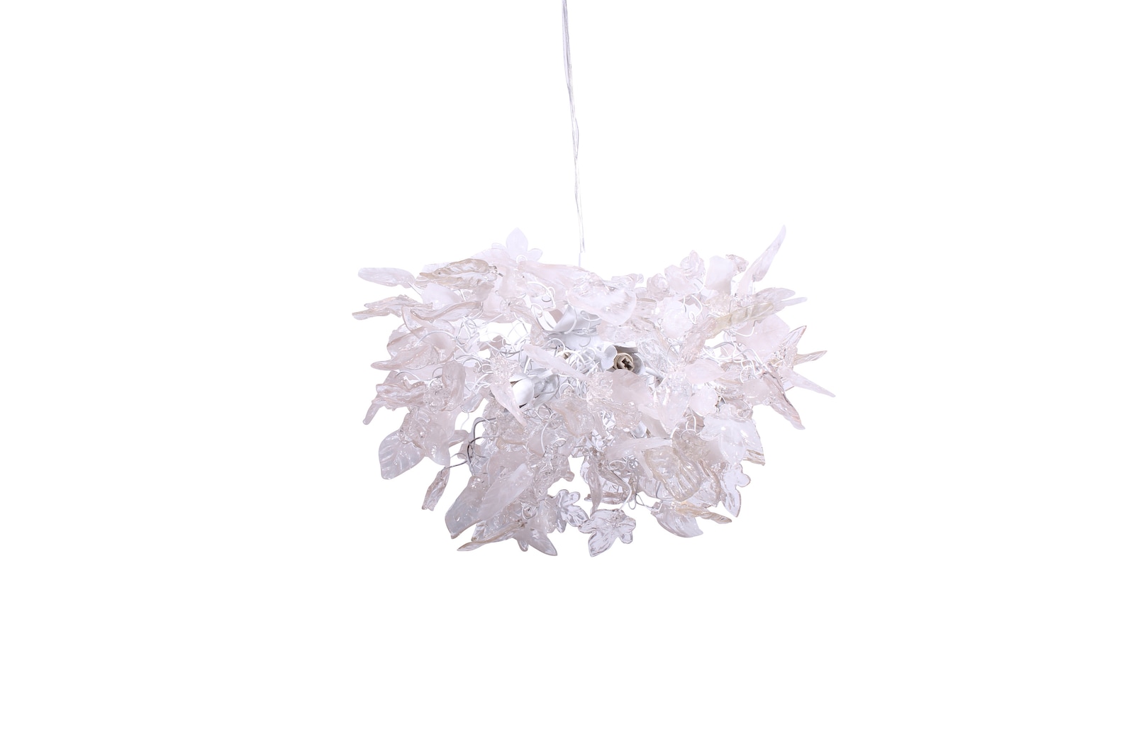 Hanging Ceiling Light With White and Clear Leaves and Flowers - Etsy