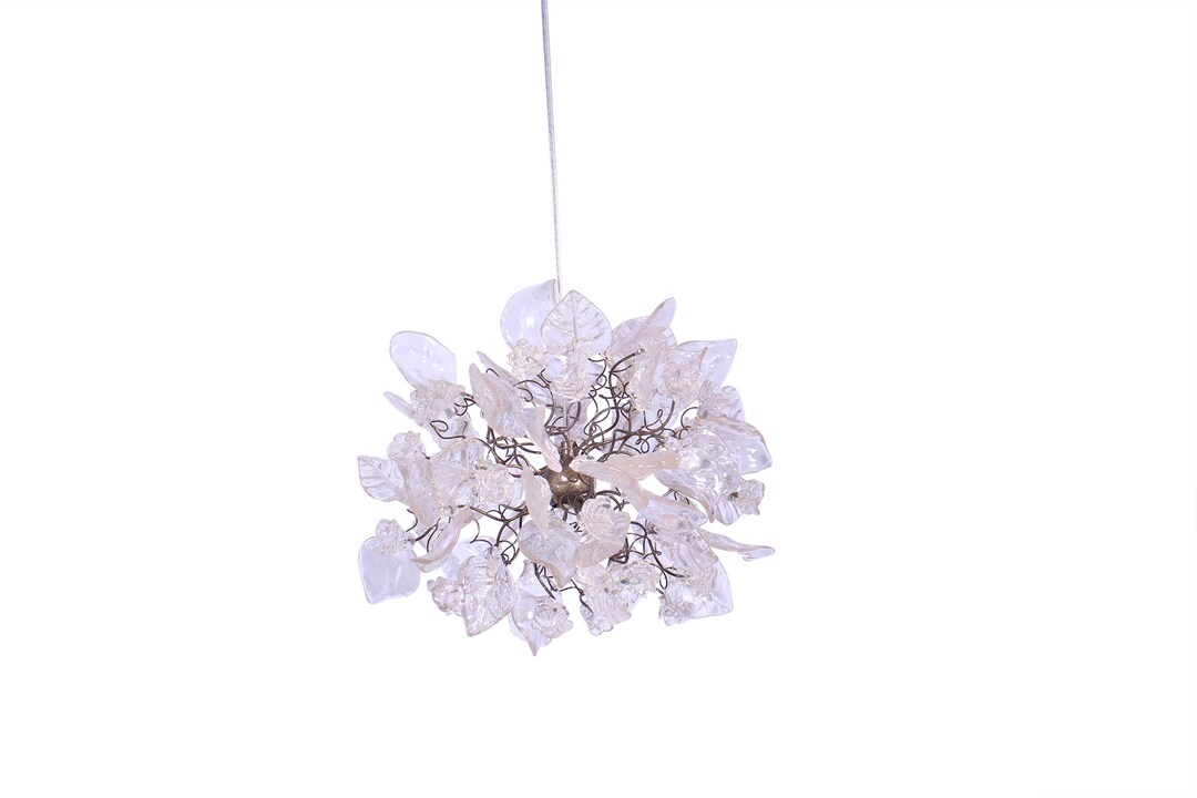 Pendant Light With Crystal Clear Flowers and Leaves for Hall, Bathroom ...