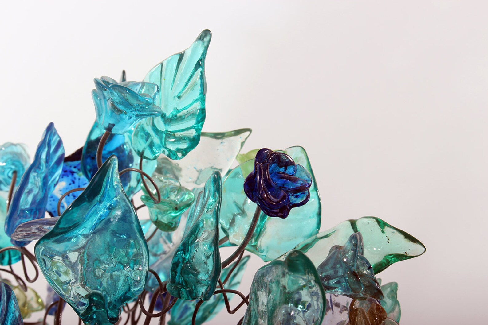 Blue Table Lamp, Decorative Table Lamp With Sea Color Leaves and ...