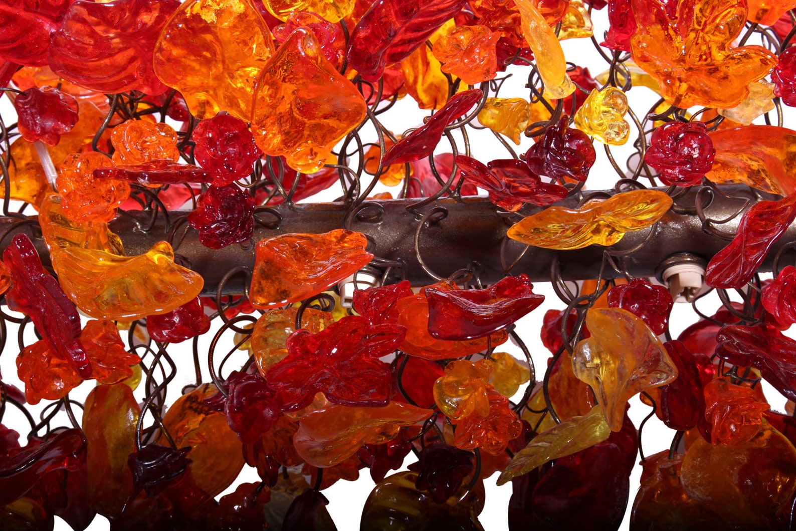 Ceiling Light Fixture With Warm Color Flower & Leaves Hanging | Etsy