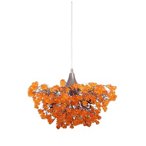 Orange Chandeliers With Flowers, Orange Hanging Lamp for Living Room ...