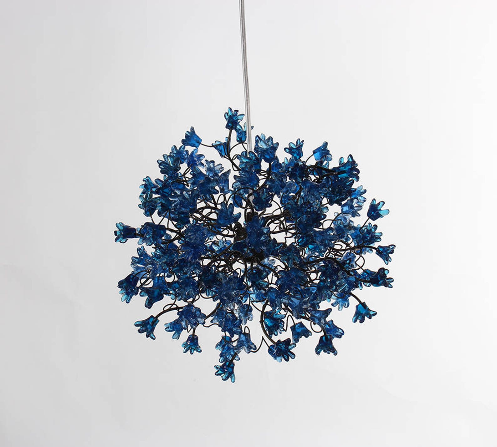 Blue Pendant Light With Flowers for Hall or Bathroom or as a | Etsy
