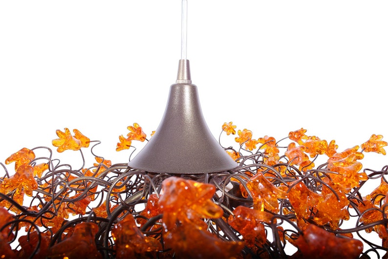 Orange Chandeliers With Flowers, Orange Hanging Lamp for Living Room ...