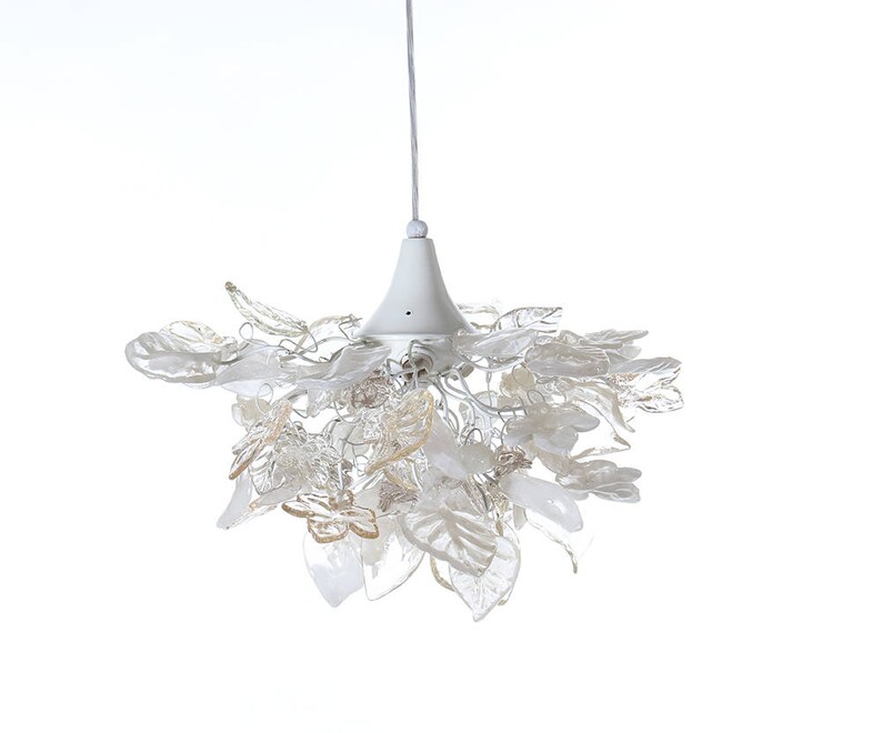 Elegant White Lighting Chandeliers With Flowers and Leaves at - Etsy
