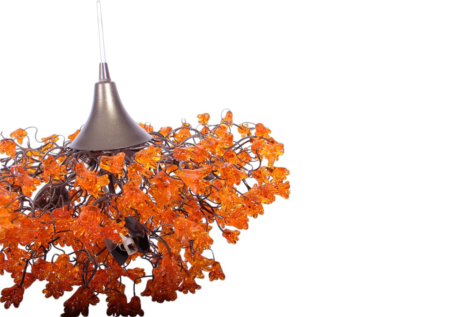Orange Chandeliers With Flowers, Orange Hanging Lamp for Living Room ...