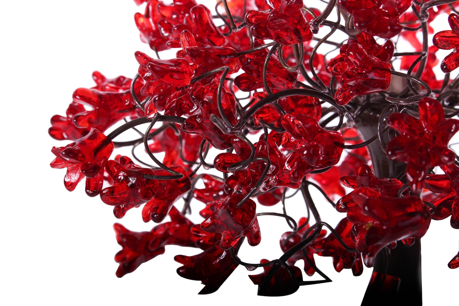 Red Table Lamp, Bedside Lamp With Red Jumping Flowers and Metal Wires ...