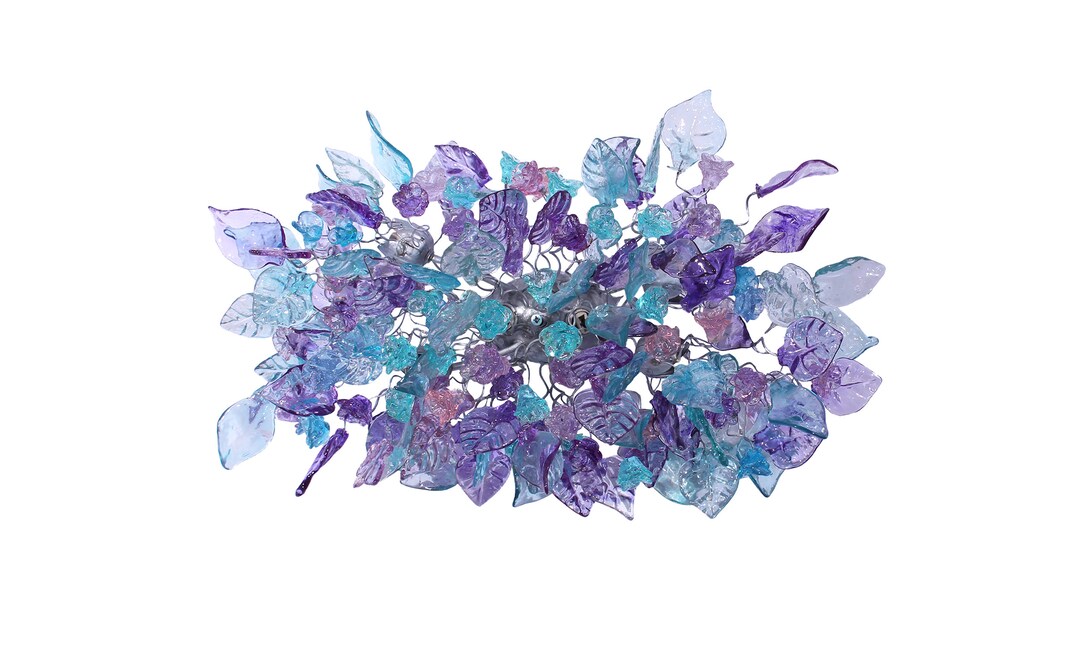 Modern Wall Sconce Light With Teal and Lavender Color Flowers and ...