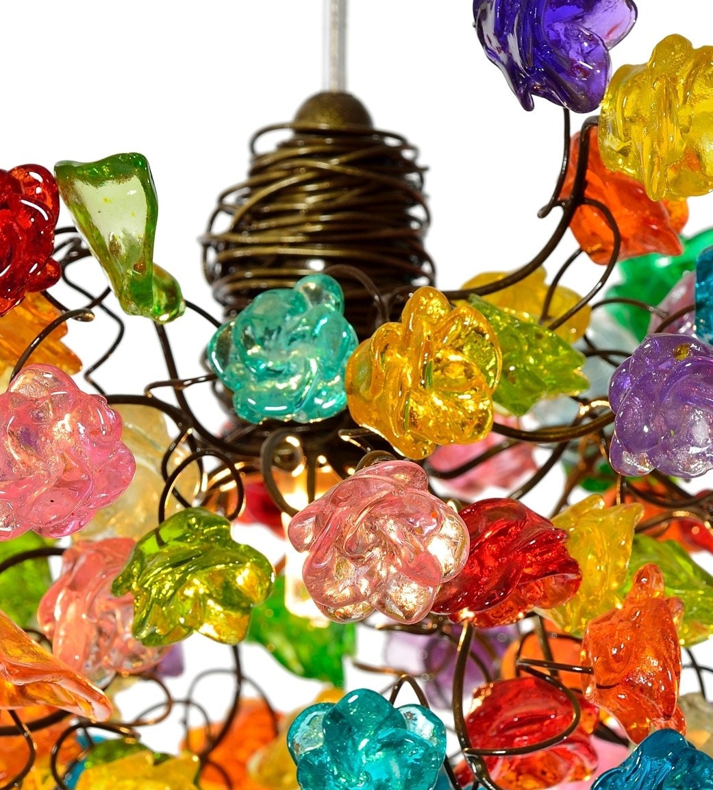 Multicolored Pendant Light, Kitchen Island Light With Flowers, a Unique ...