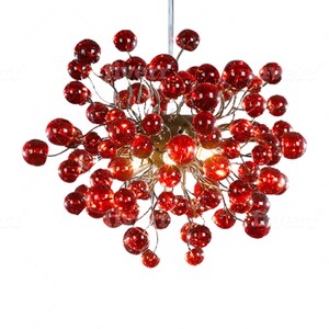 Red Ceiling Lamp, Hanging Light With Red Bubbles for Dining Table ...