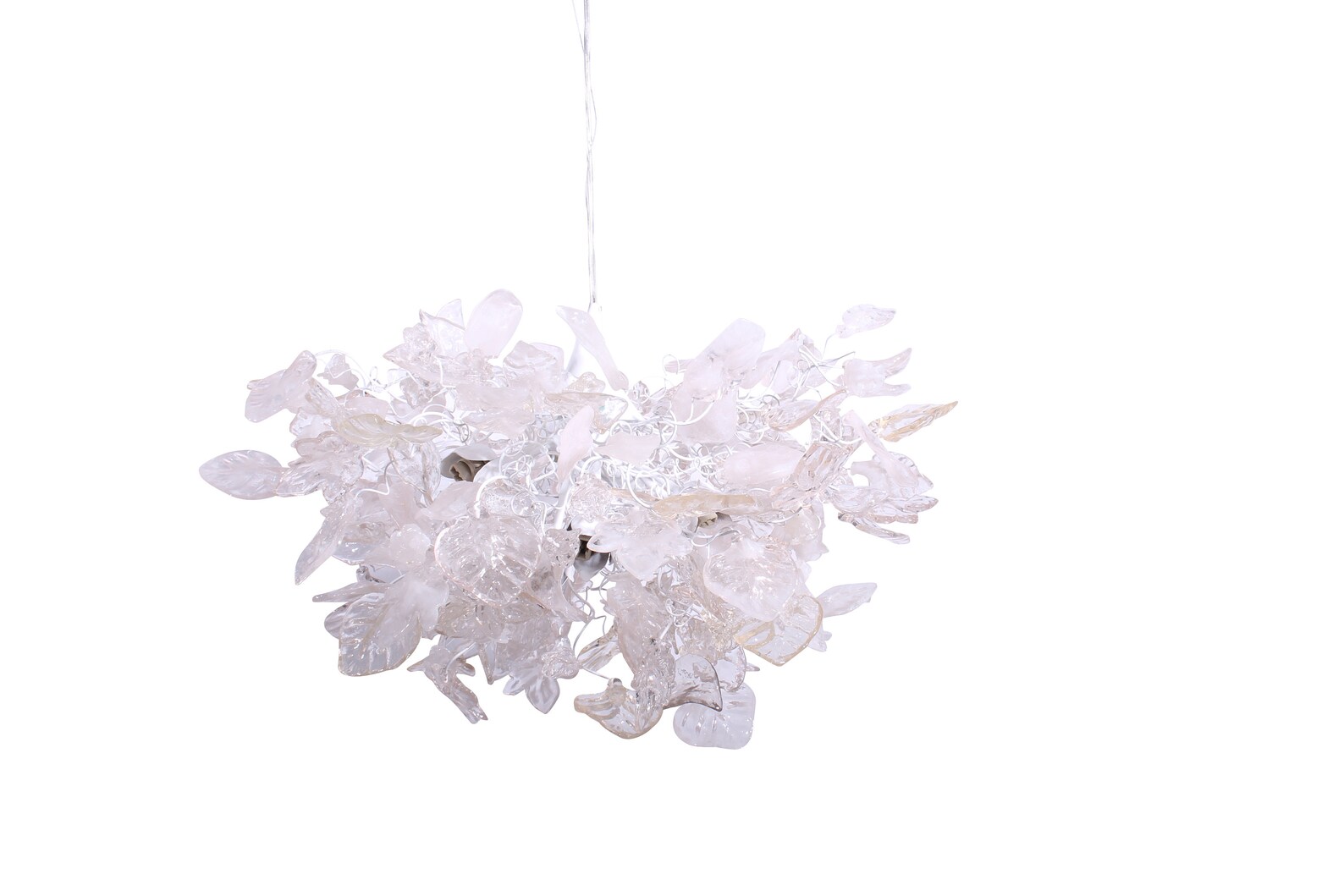 Hanging Ceiling Light With White and Clear Leaves and Flowers - Etsy