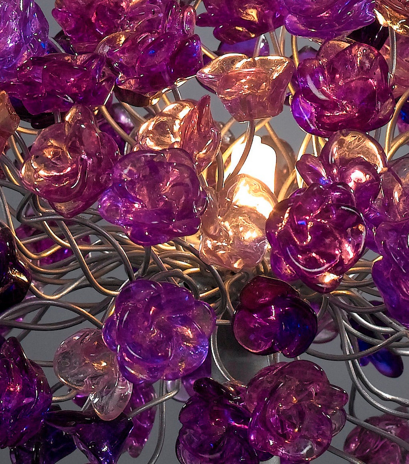 Purple Table Lamp Bedside Table Lamp With Purple Flowers - Etsy