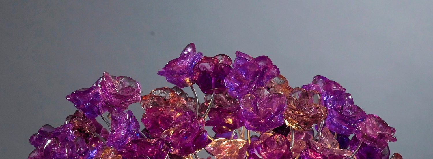 Purple Table Lamp Bedside Table Lamp With Purple Flowers - Etsy