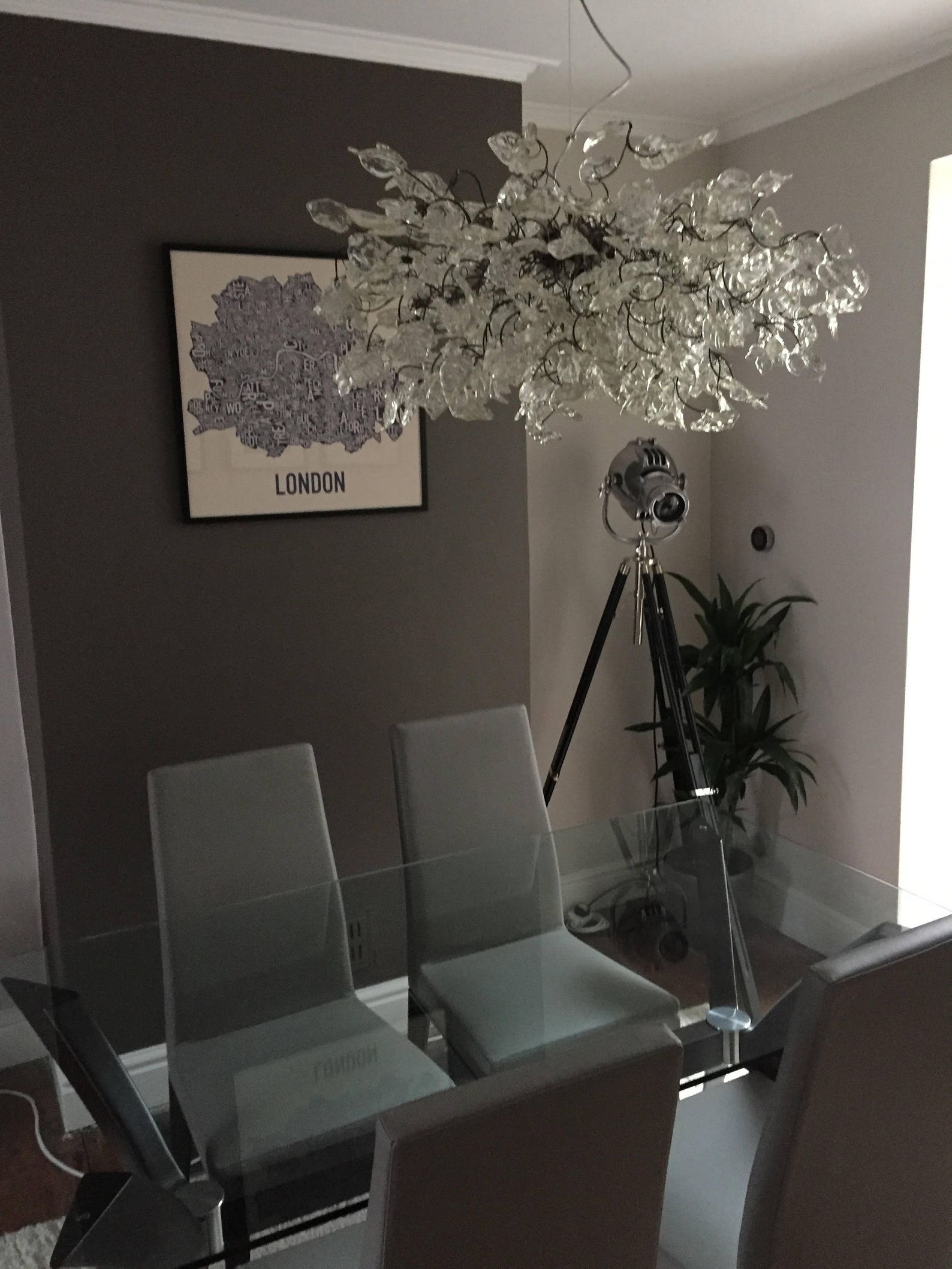 Hanging Ceiling Light With White and Clear Leaves and Flowers - Etsy