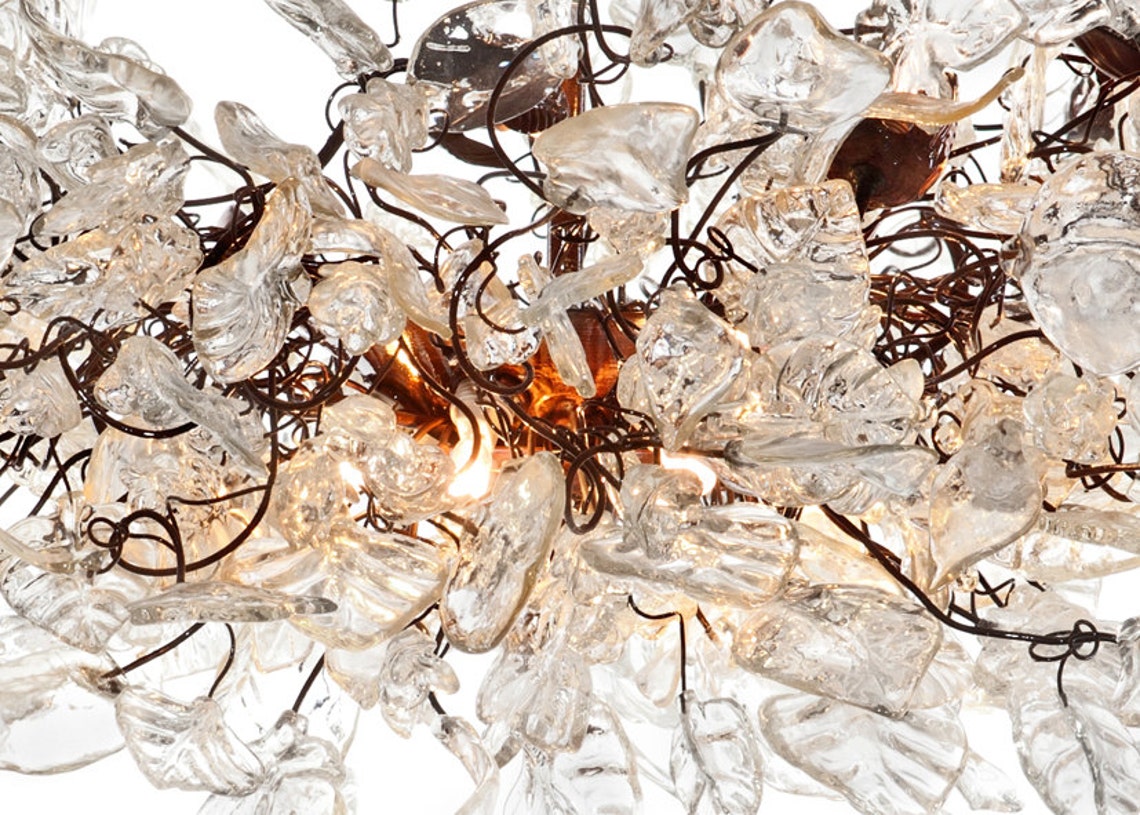 Large Hanging Lights With Natural Clear Flowers and Leaves for - Etsy