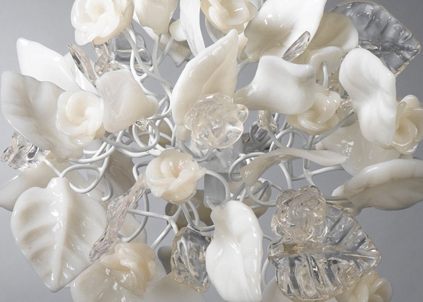 Kitchen Pendant Lighting With Clear and White Flowers and - Etsy