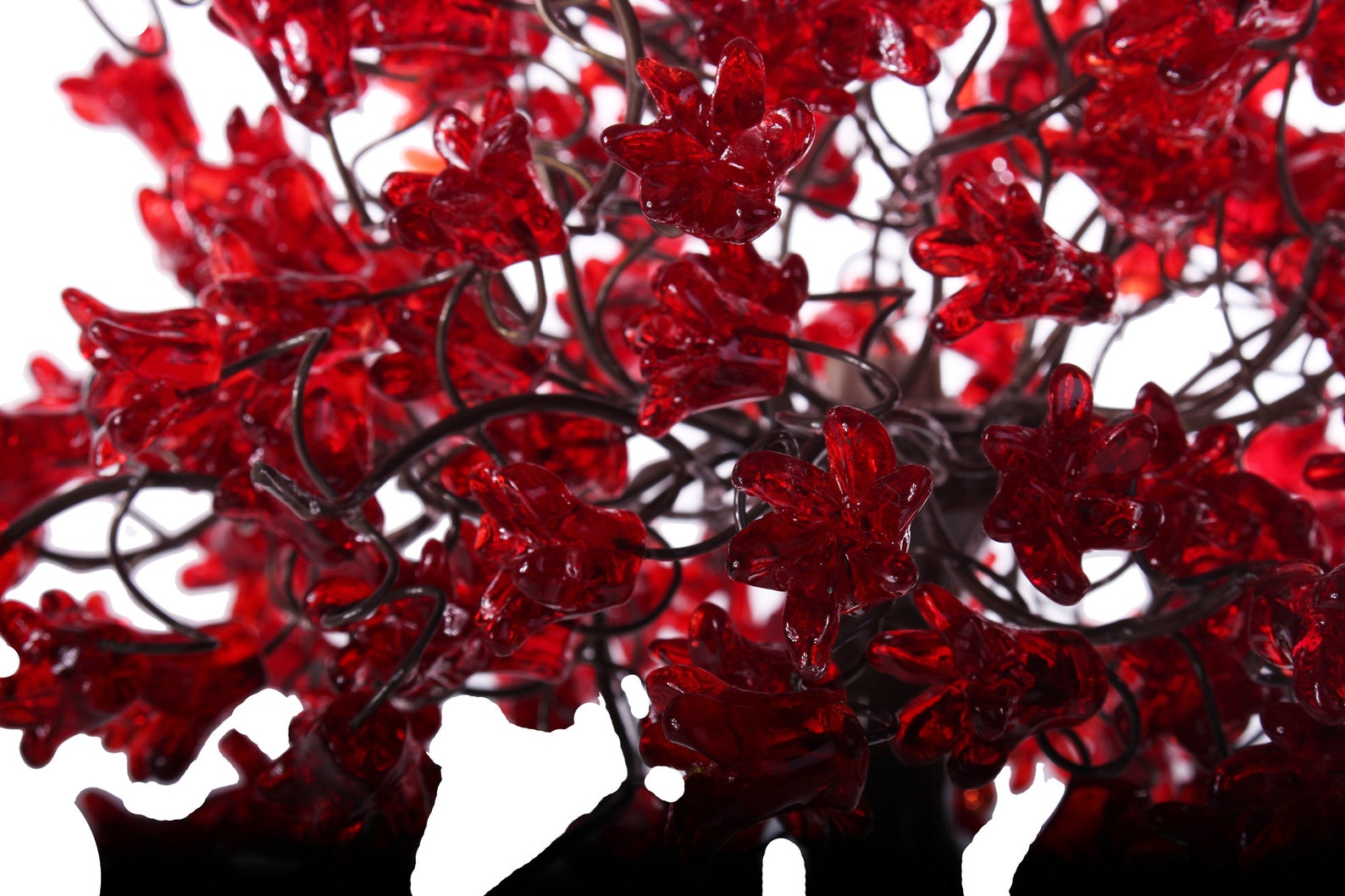 Red Table Lamp, Bedside Lamp With Red Jumping Flowers and Metal Wires ...