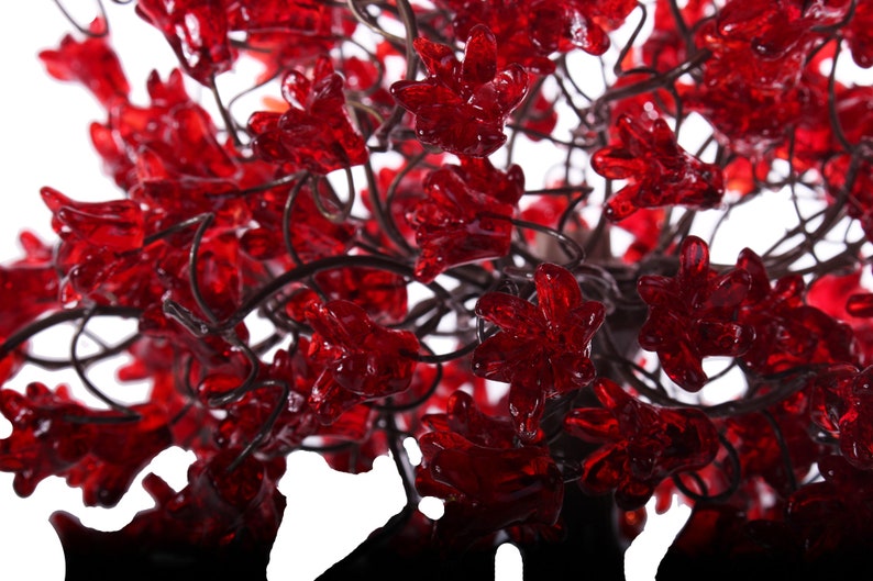 Red Table Lamp, Bedside Lamp With Red Jumping Flowers and Metal Wires ...