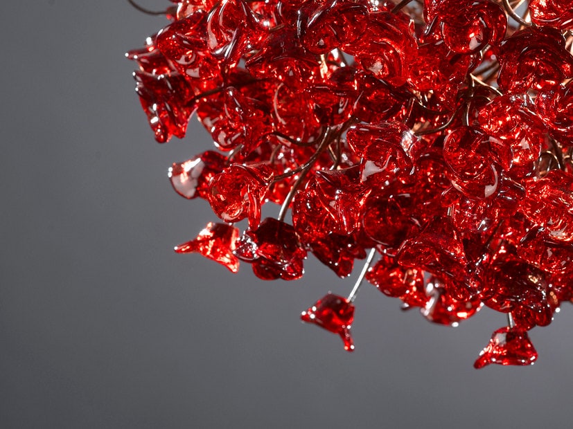 Modern Hanging Light With Red Flowers for Living Room - Etsy