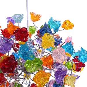 Ceiling Light Fixture With Rainbow Color Roses Pendent Light for Hall ...