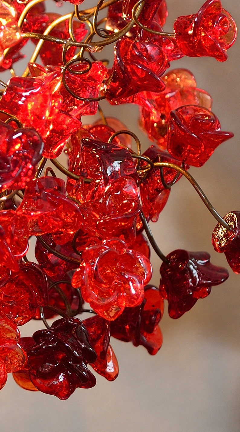 Red Table lamp bedside lamps with Red roses flowers Romantic | Etsy