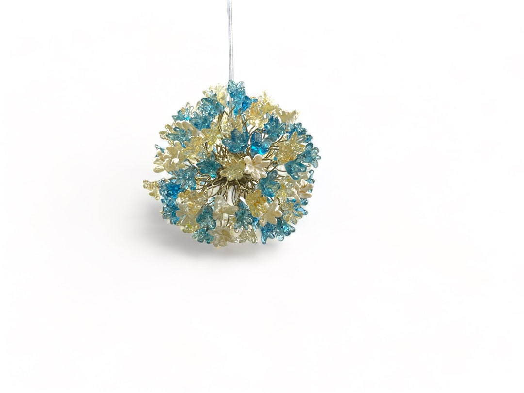Blue Pendant Light With Flowers for Hall or Bathroom, or as a Bedside ...