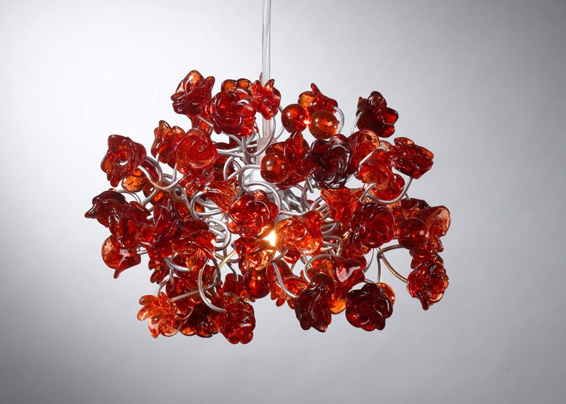 Hanging Ceiling Light With Red Roses Flowers for Hall or Over - Etsy
