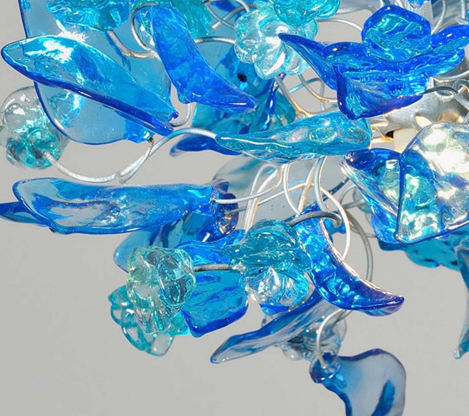 Blue Ceiling Lamp With Flowers and Leaves for Hall, Bathroom, Children ...