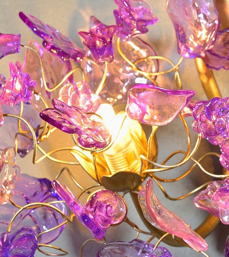 Double Bouquet Wall Lamp Purple Shades sconce Lighting - Etsy