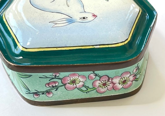 Antique Chinese Cloisonne Trinket Box, Bunny with Car… - Gem