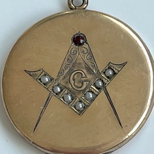 Antique Victorian Masonic Locket, Seed Pearls, Paste Stone, Gold Filled ...