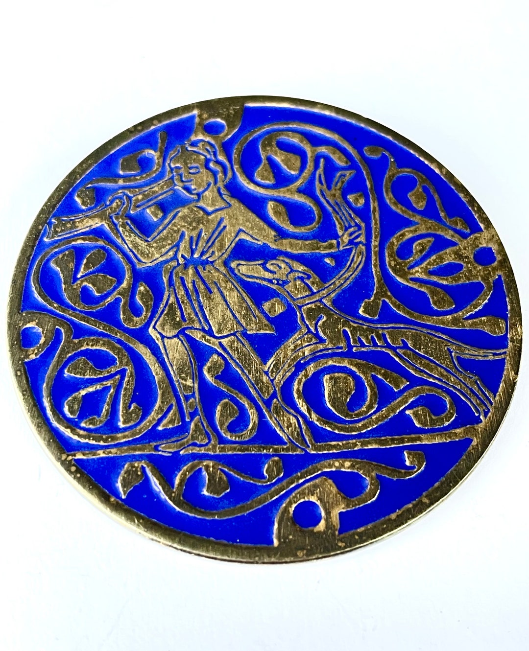 Vintage MMA Brooch, Boy With Borzoi Dog, Cobalt Enamel Sterling Brooch ...