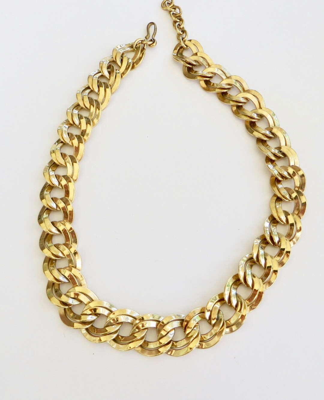 Monet Curb Chain Link Necklace, Double Link Curb Chain, Vintage Gold ...