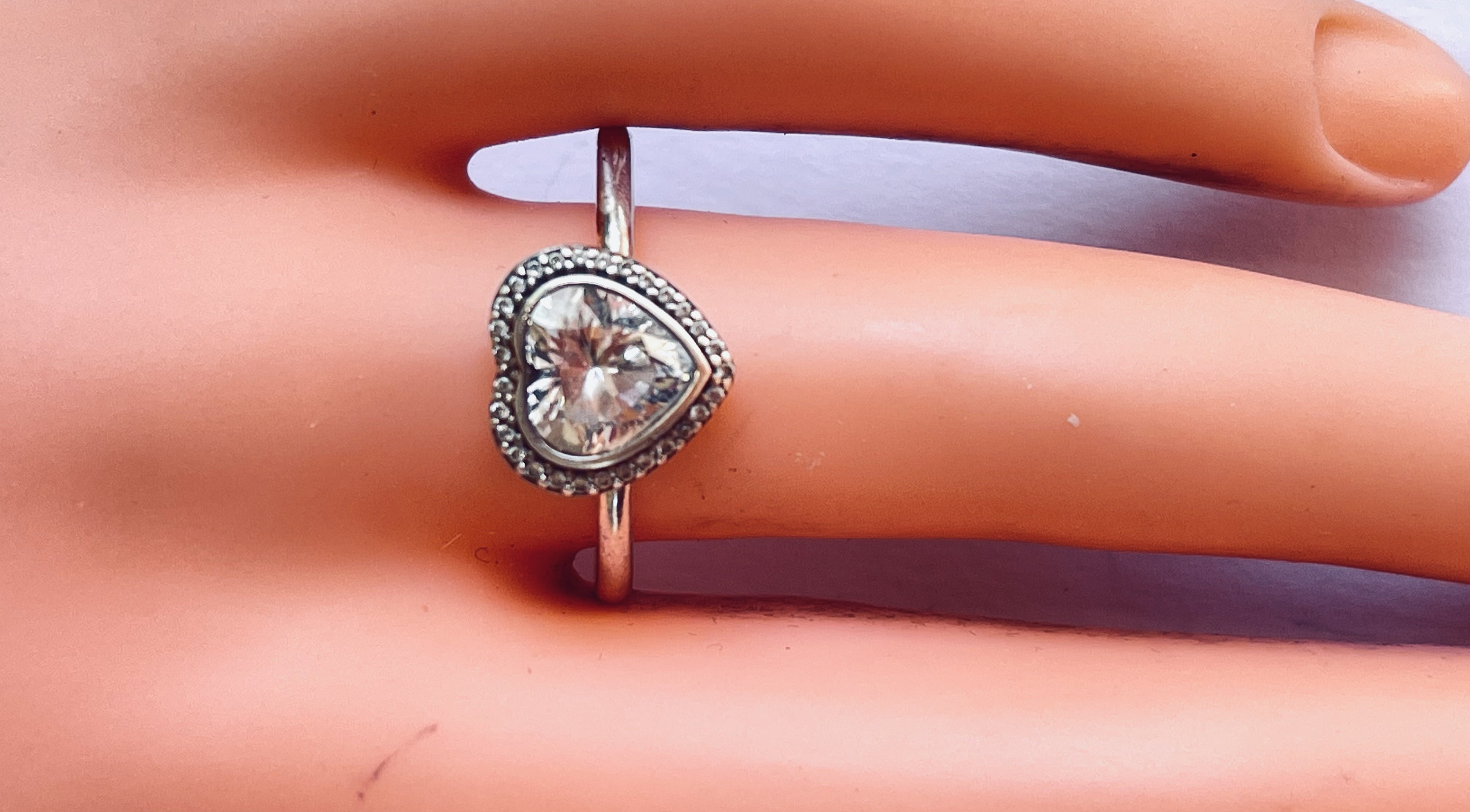 Pandora Sterling CZ Heart Ring Sparkling Love Ring Halo Ring Vintage Sparkling Beauty Size 8.25 Engagement Ring Valentines Day Gift Etsy