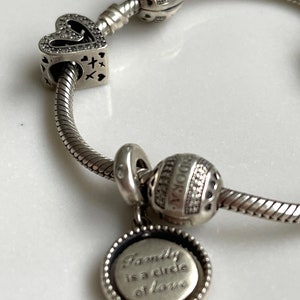 Pandora Moments BARREL Bracelet, Sterling Silver, Family Dangle Charm ...