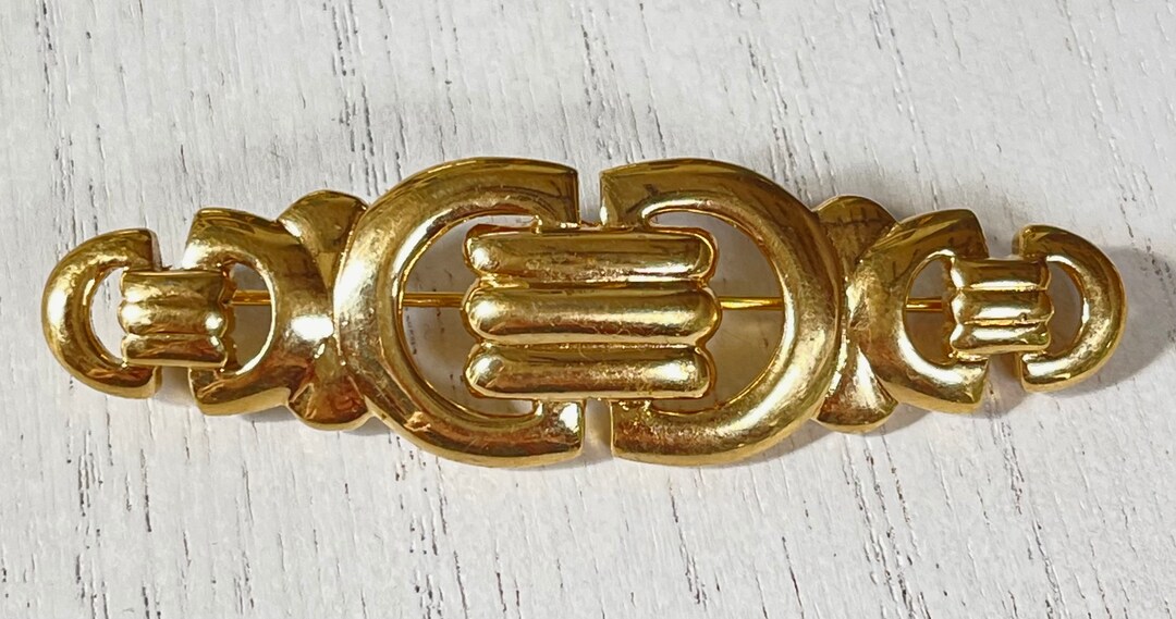 Vintage Trifari Brooch Gold Trifari Bar Pin Vintage Trifari - Etsy