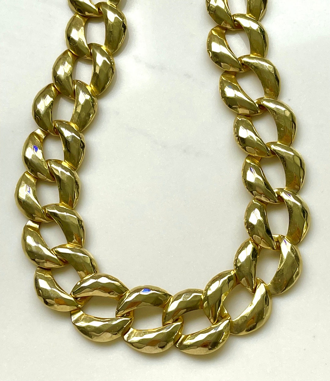 Vintage Curb Chain Link Necklace, 18 Inch Chain Link Necklace, Chunky ...