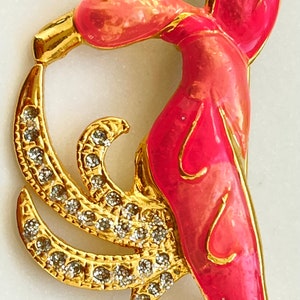 Vintage Pink Flamingo Brooch, Rhinestone Enamel Flamingo, Retro Style ...