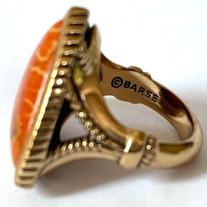 Barse Apple Coral Ring, Beaded Split Shank Sides, Vintage Barse Jewelry ...