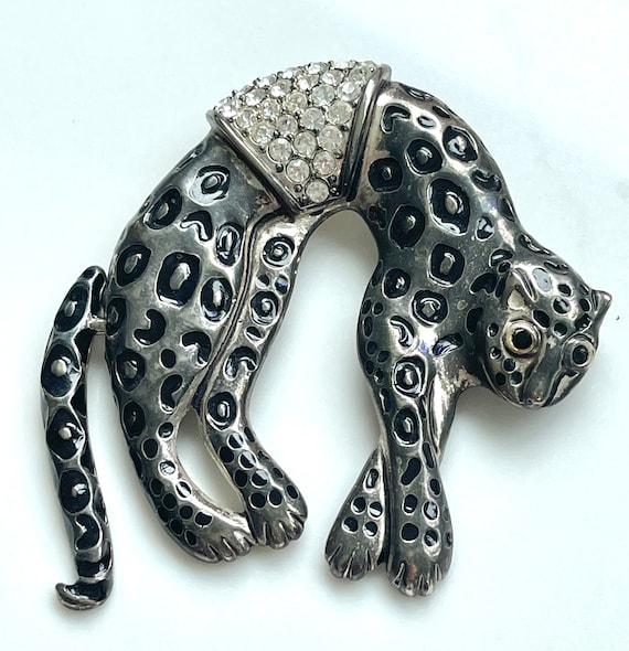 Vintage rhinestone leopard jaguar - Gem