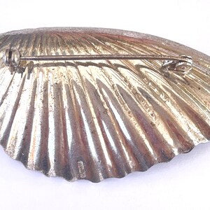 Art Deco Shell Brooch, Sterling Silver Marcasite Shell With Faux Pearl ...