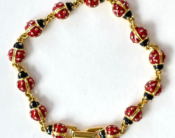 Joan Rivers Ladybug Bracelet, 13 Enamel Ladybug Stations, Layering ...