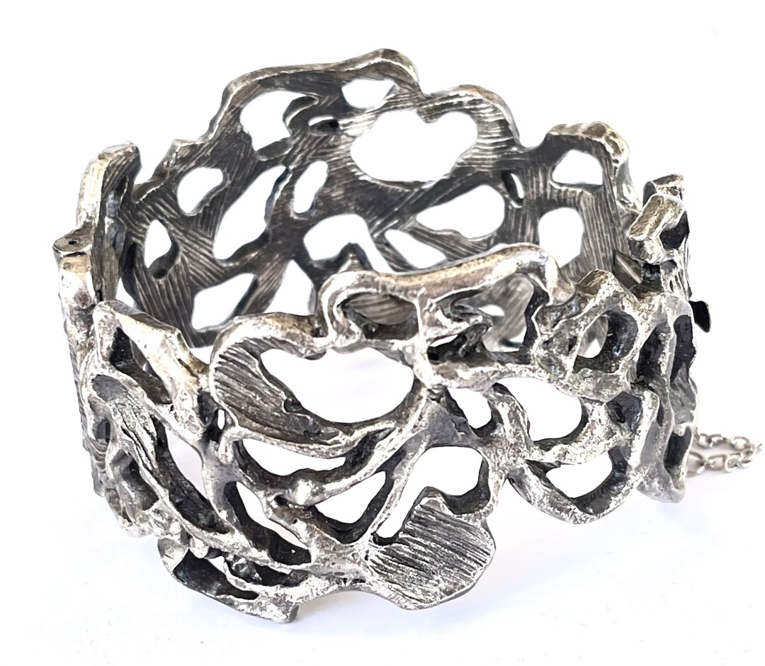 Crown Trifari Jonathan Bailey Bracelet, Brutalist Cuff, Sculpturesque ...